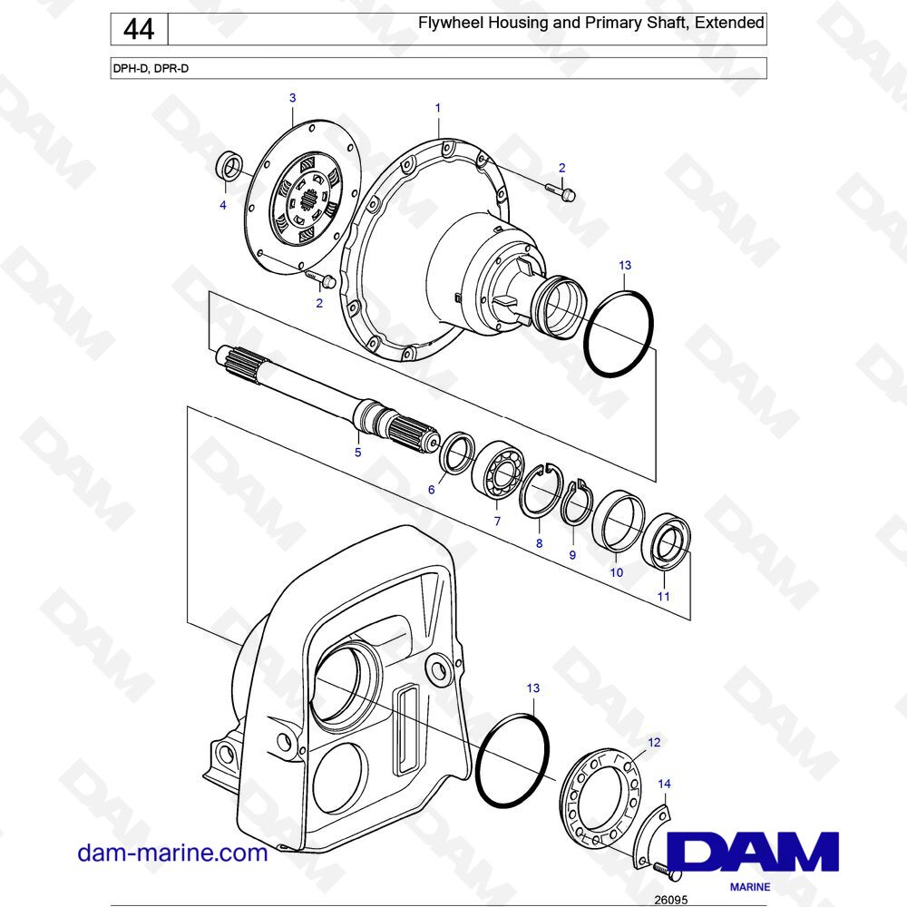 Parts and exploded views for Volvo Penta DPH-D1 base